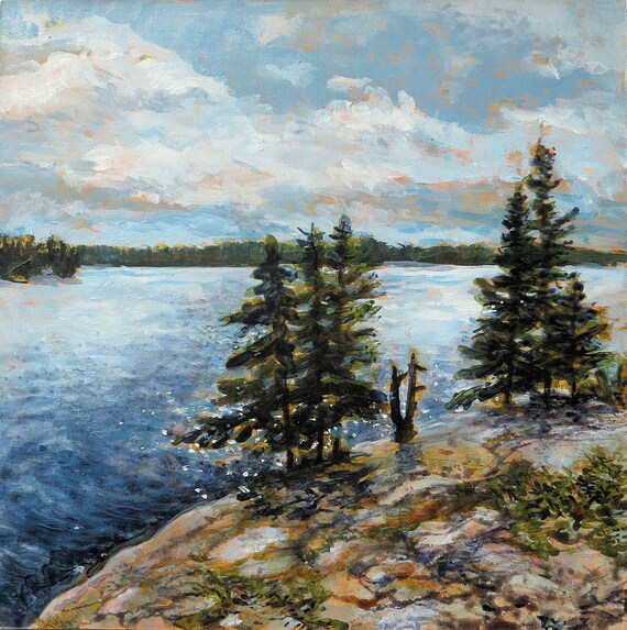 Small Painting Square Acrylic Unframed Landscape - Etsy