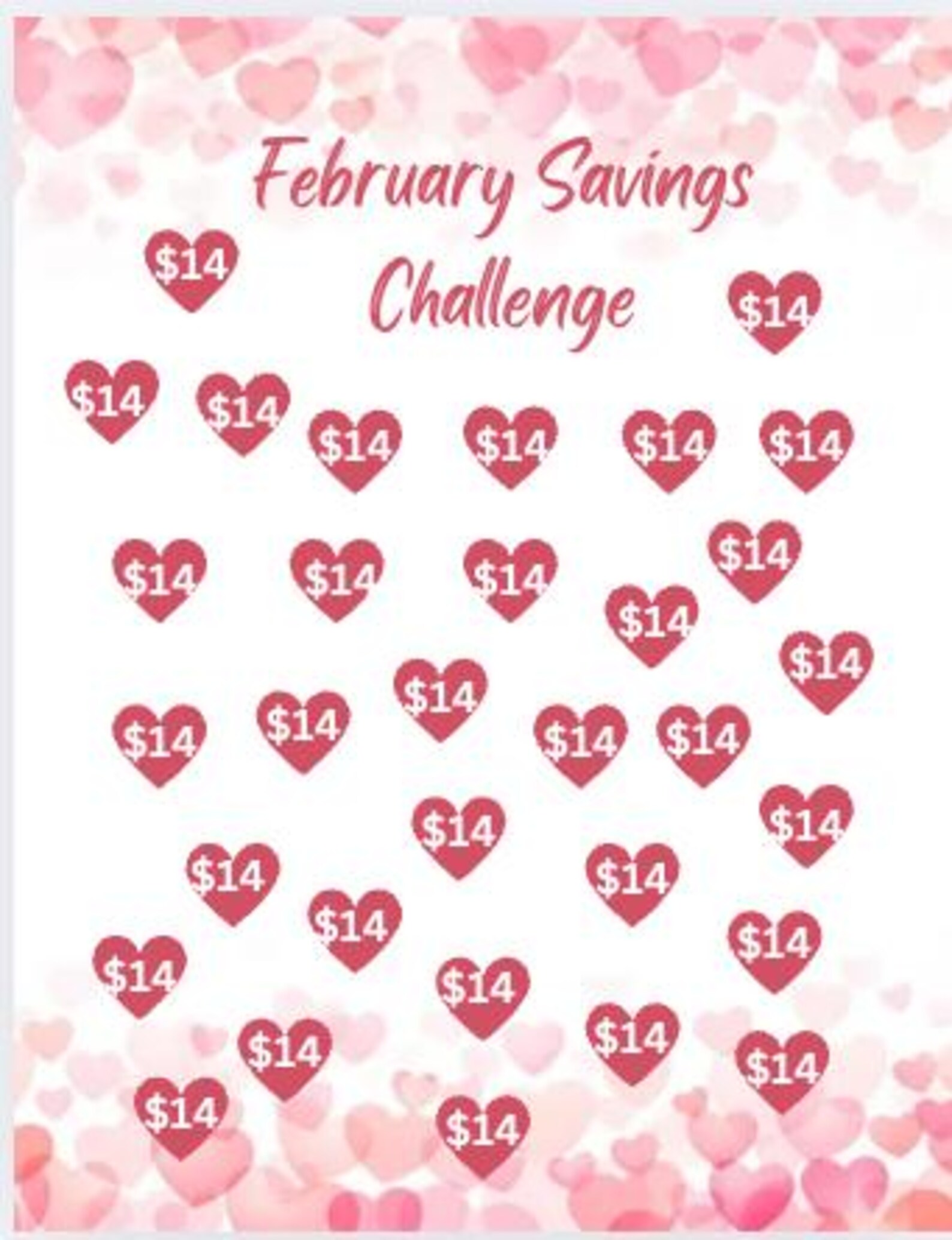 Digital February Savings Challenge - Etsy