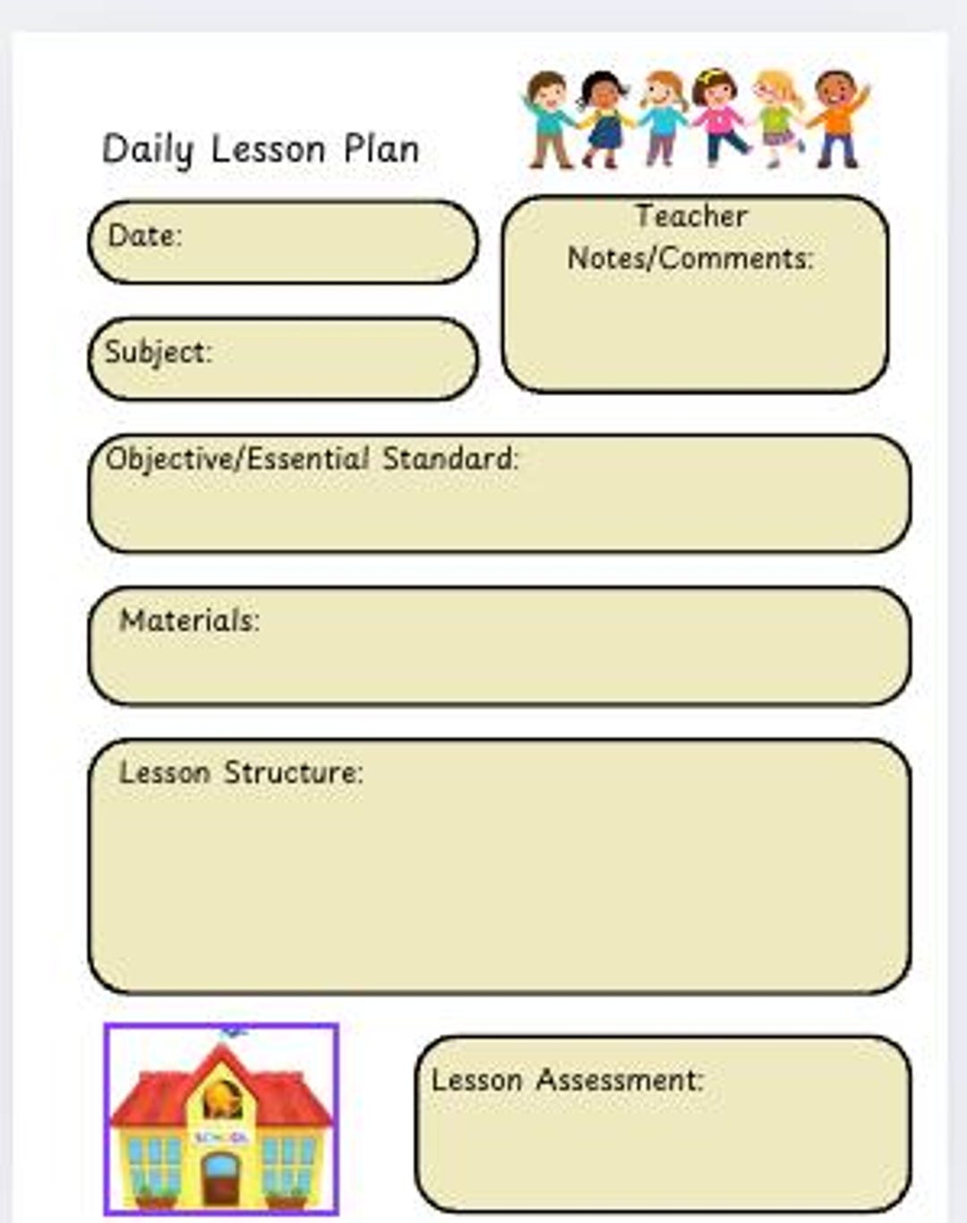 Digital Daily Lesson Plan - Etsy