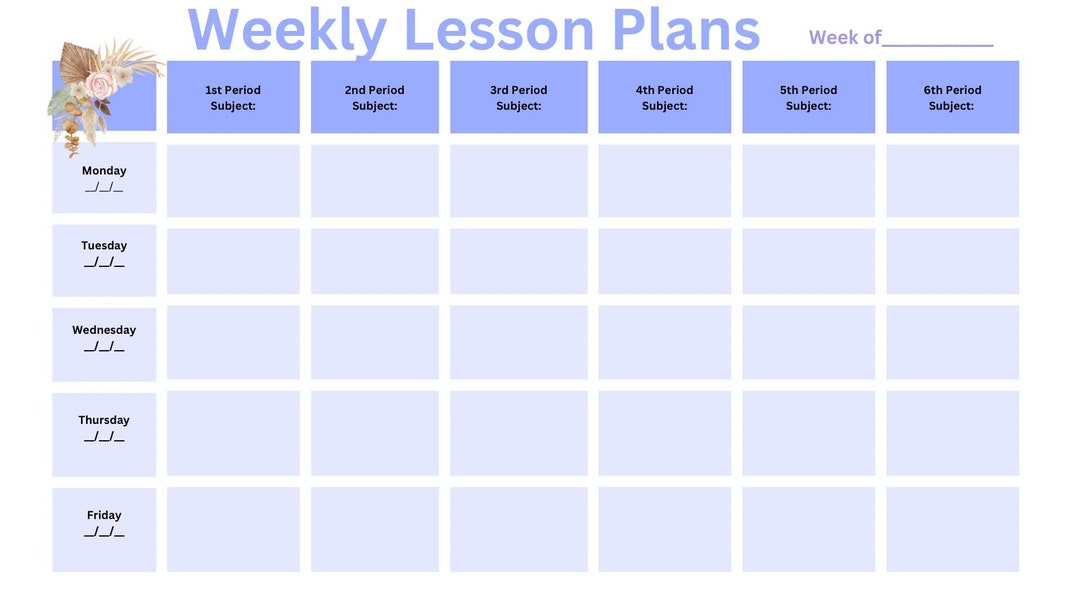 Digital Weekly Lesson Plan - Etsy