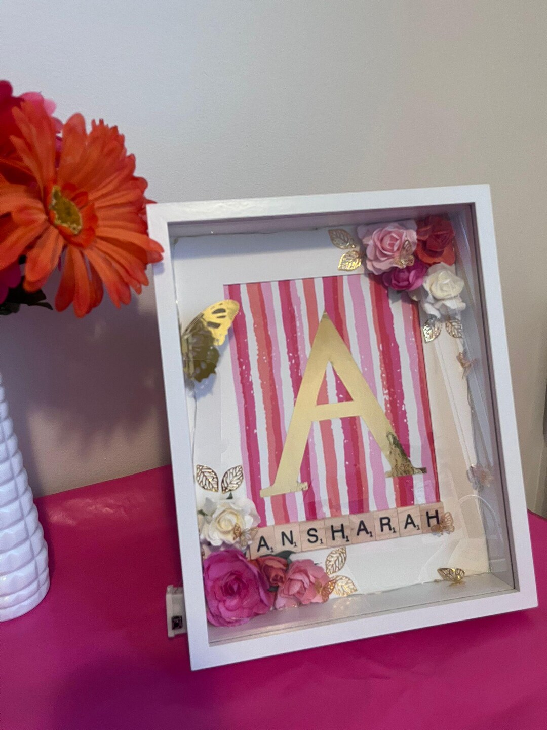 Signature Letters Shadow Box – Custom Initials Wall Art Gift ...