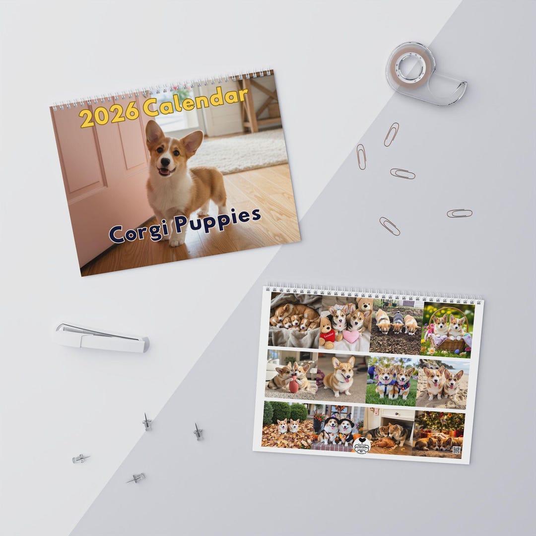 Corgi Puppy Wall Calendar 2026 Full Size Cute Dog Calendar Gift for ...