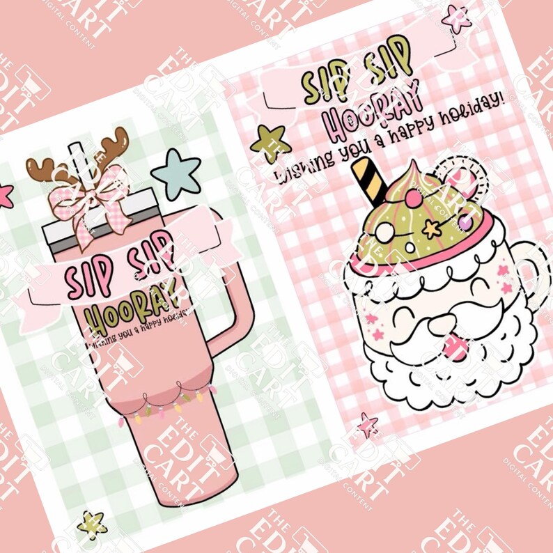 Sip Sip Hooray Holiday Teacher Gift Tags | Printable Gift Card Holder ...
