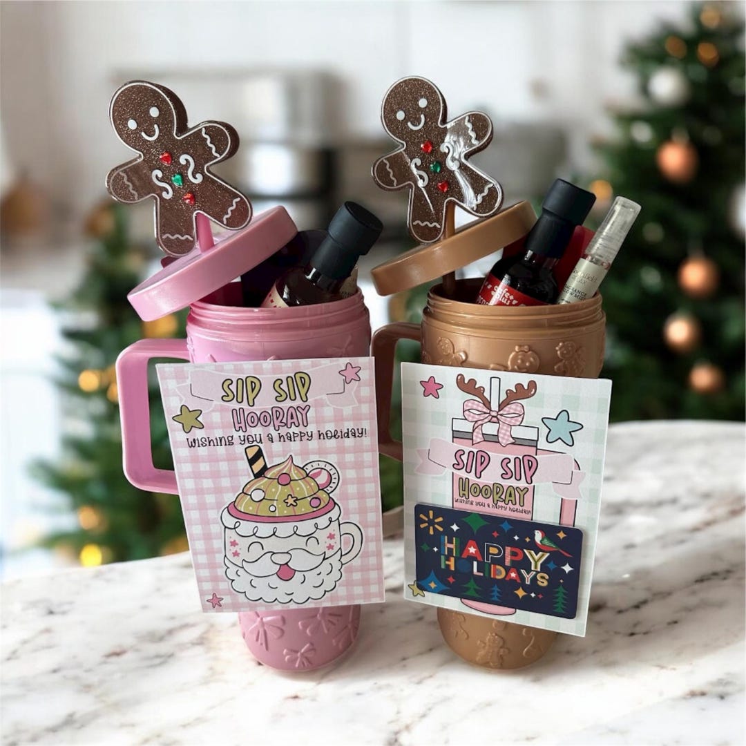 Sip Sip Hooray Holiday Teacher Gift Tags | Printable Gift Card Holder ...