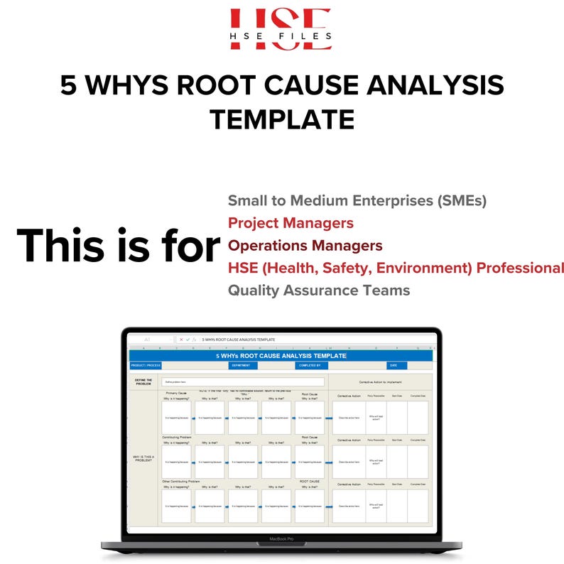 5 Whys Root Cause Analysis Excel Template: Problem Solving RCA ...