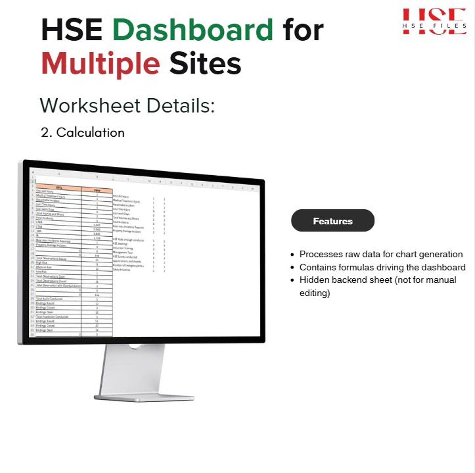 HSE Dashboard Excel Template: Multi-site Safety KPI Tracker (digital ...