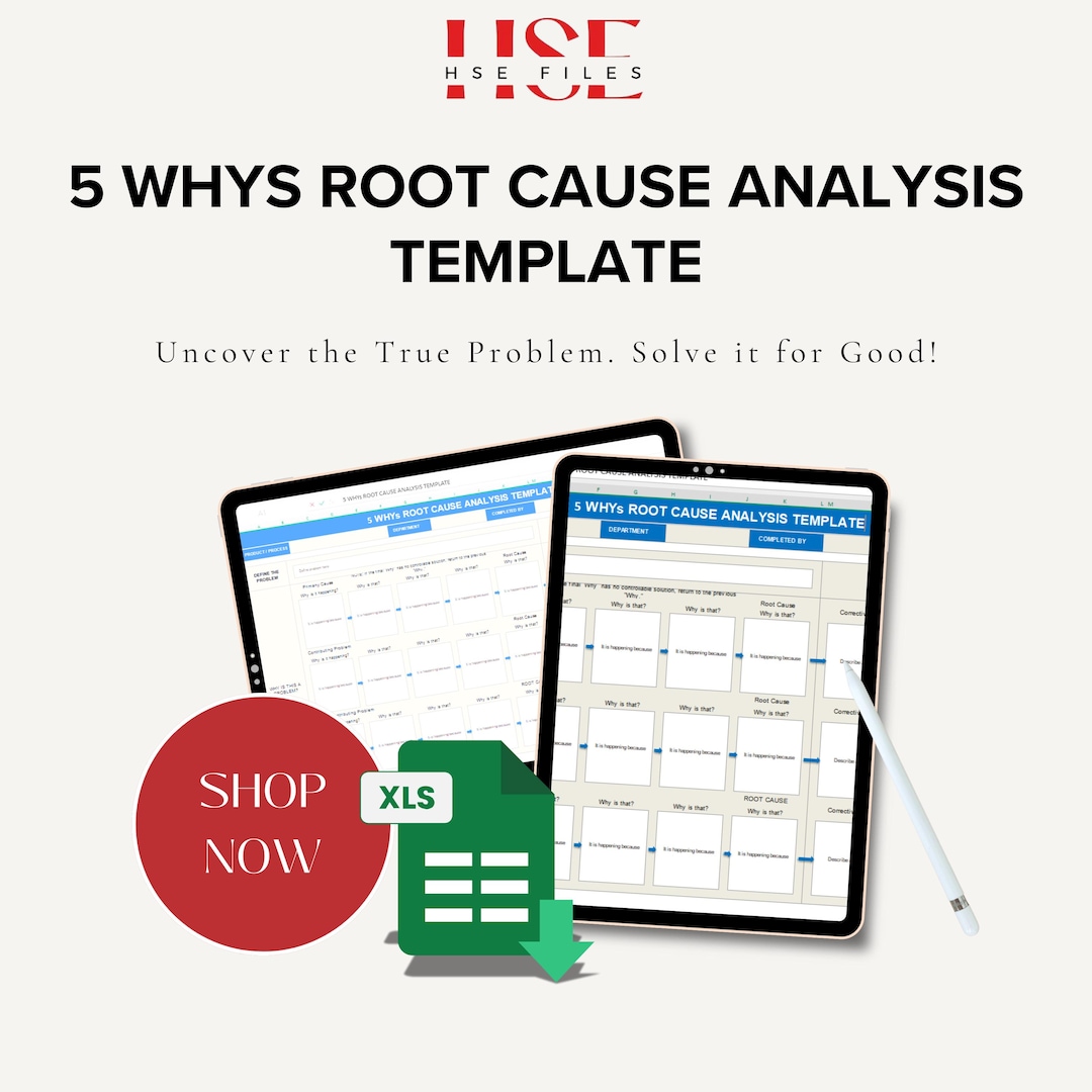5 Whys Root Cause Analysis Excel Template: Problem Solving RCA ...