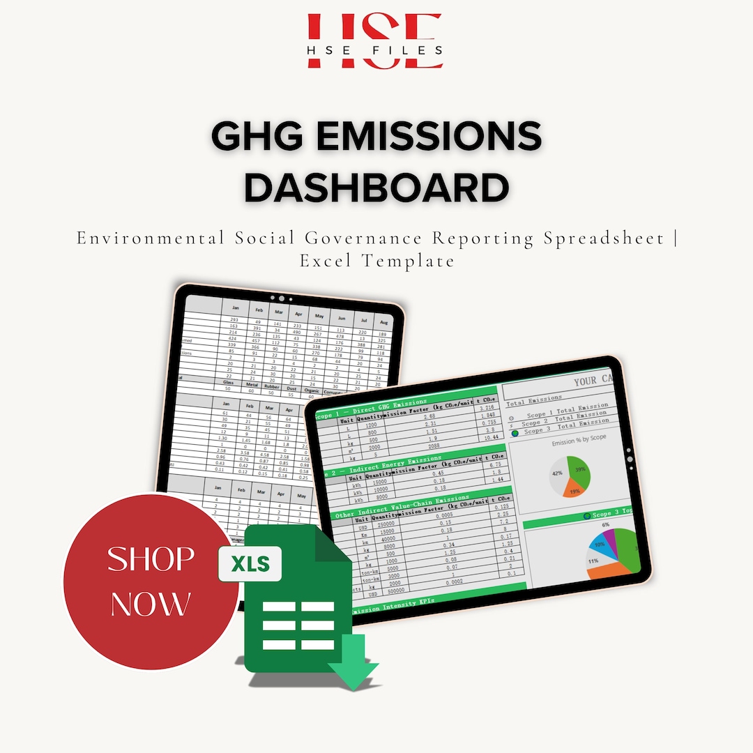 GHG Emissions Dashboard Excel | Carbon Footprint Tracker | ESG ...