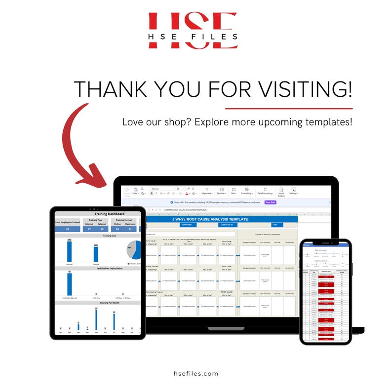 Accident Trends & Cost Analysis Excel Dashboard: HSE Safety KPI Tracker ...