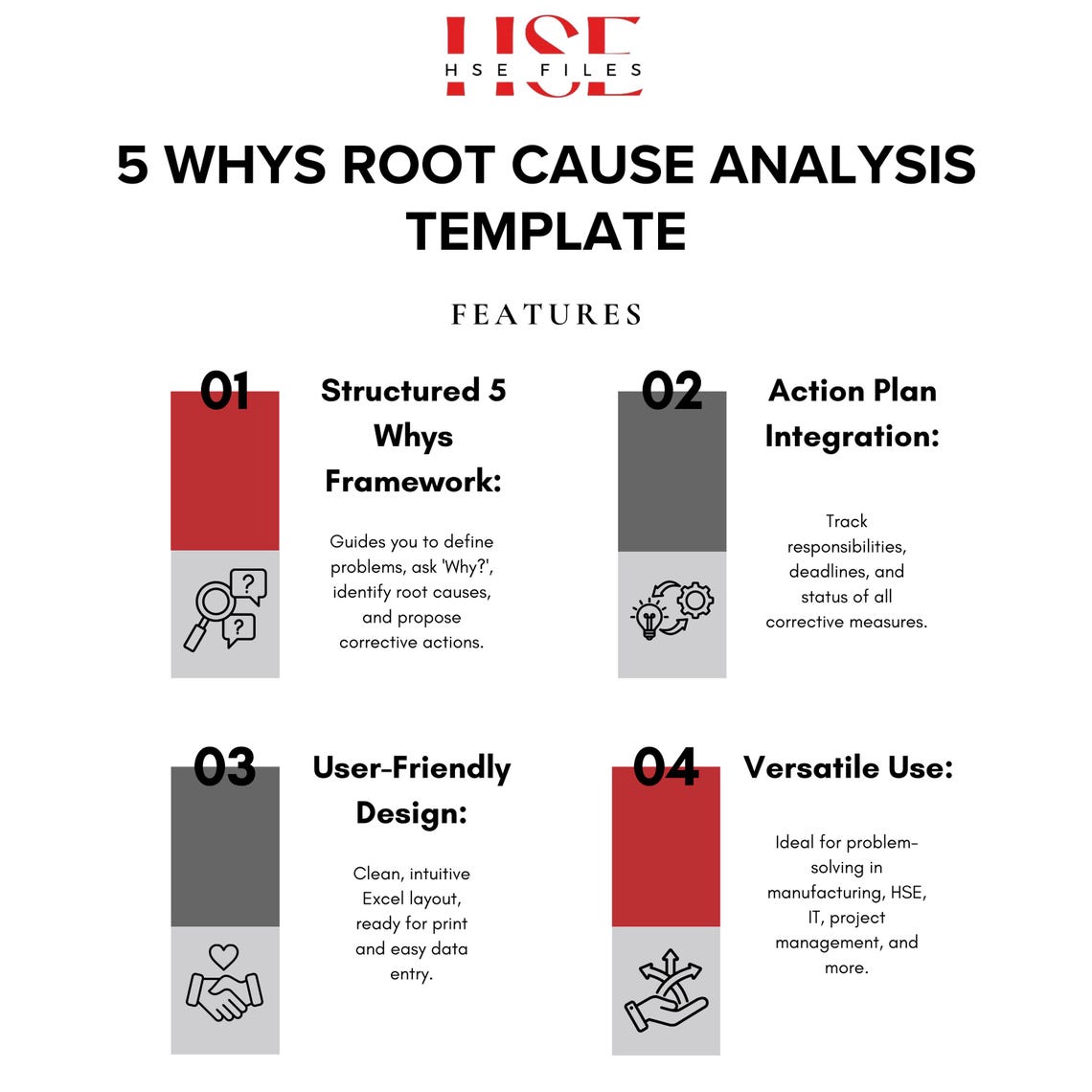 5 Whys Root Cause Analysis Excel Template: Problem Solving RCA ...