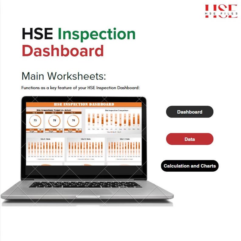 HSE Inspection Dashboard Excel Template: Safety Audit Tracker (digital ...