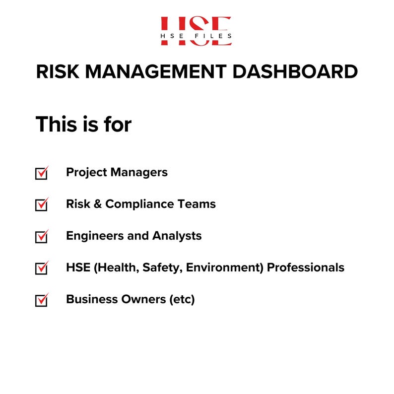Risk Management Dashboard Excel Template: Project Risk Tracker (digital Download .XLSX) - Etsy