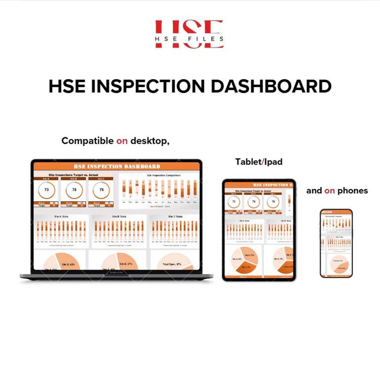 HSE Inspection Dashboard Excel Template: Safety Audit Tracker (digital ...
