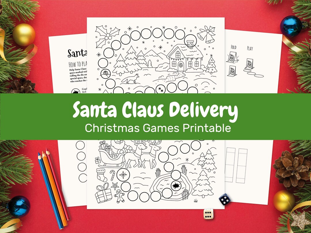Christmas Games Printable Santa Claus Board Game for Kids Party ...