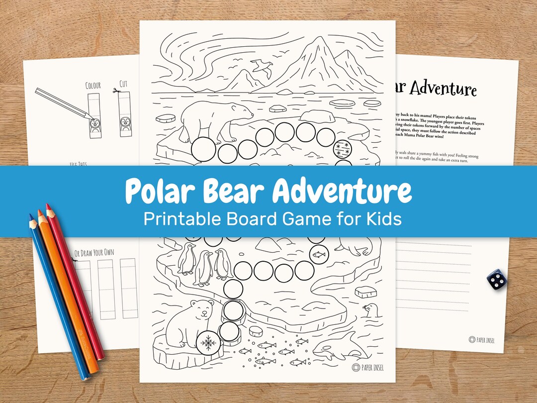 Polar Bear Adventure Printable Board Game for Kids – Arctic Animals ...