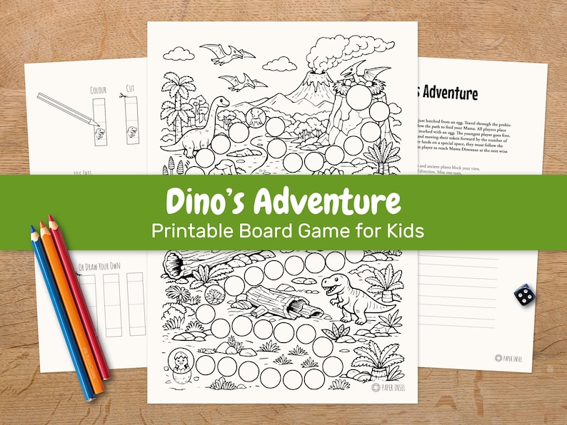 Dinosaur Board Game Printable for Kids – Preschool Jurassic Adventure ...