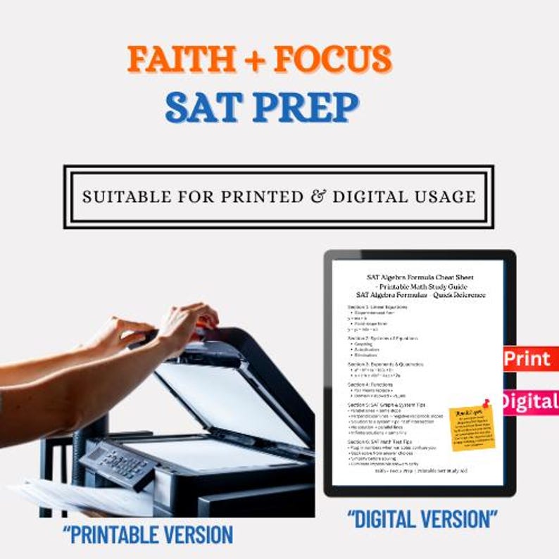 SAT Algebra Formula Cheat Sheet – Printable Math Study Guide - Etsy