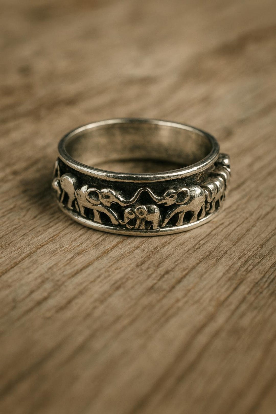 Elephant Spinner Sterling Silver Ring, Oxidized Boho Jewelry - Etsy
