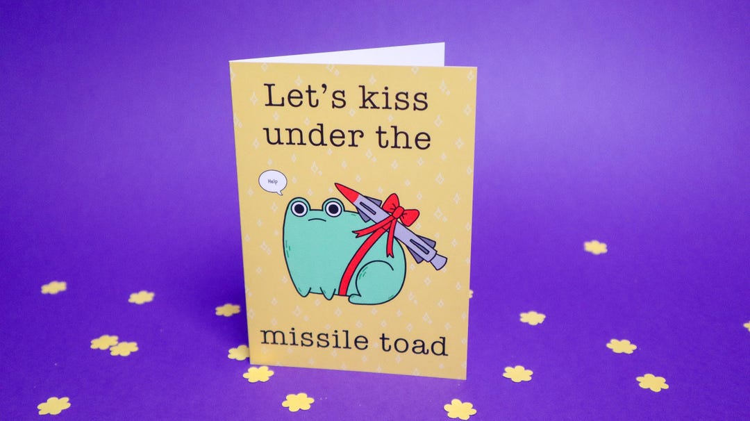 Let's Kiss Under the Missile Toad Christmas Card | Greetings Card ...