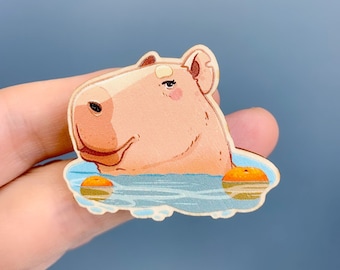 Capybara Pin, Handmade Pins, Pin Badges UK, Capybara Pin Badge ...