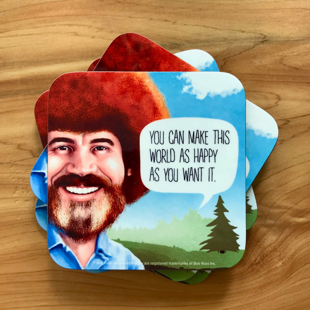 Bob Ross Coasters | Bob Ross Gifts | Motivational Gifts | Bob Ross ...