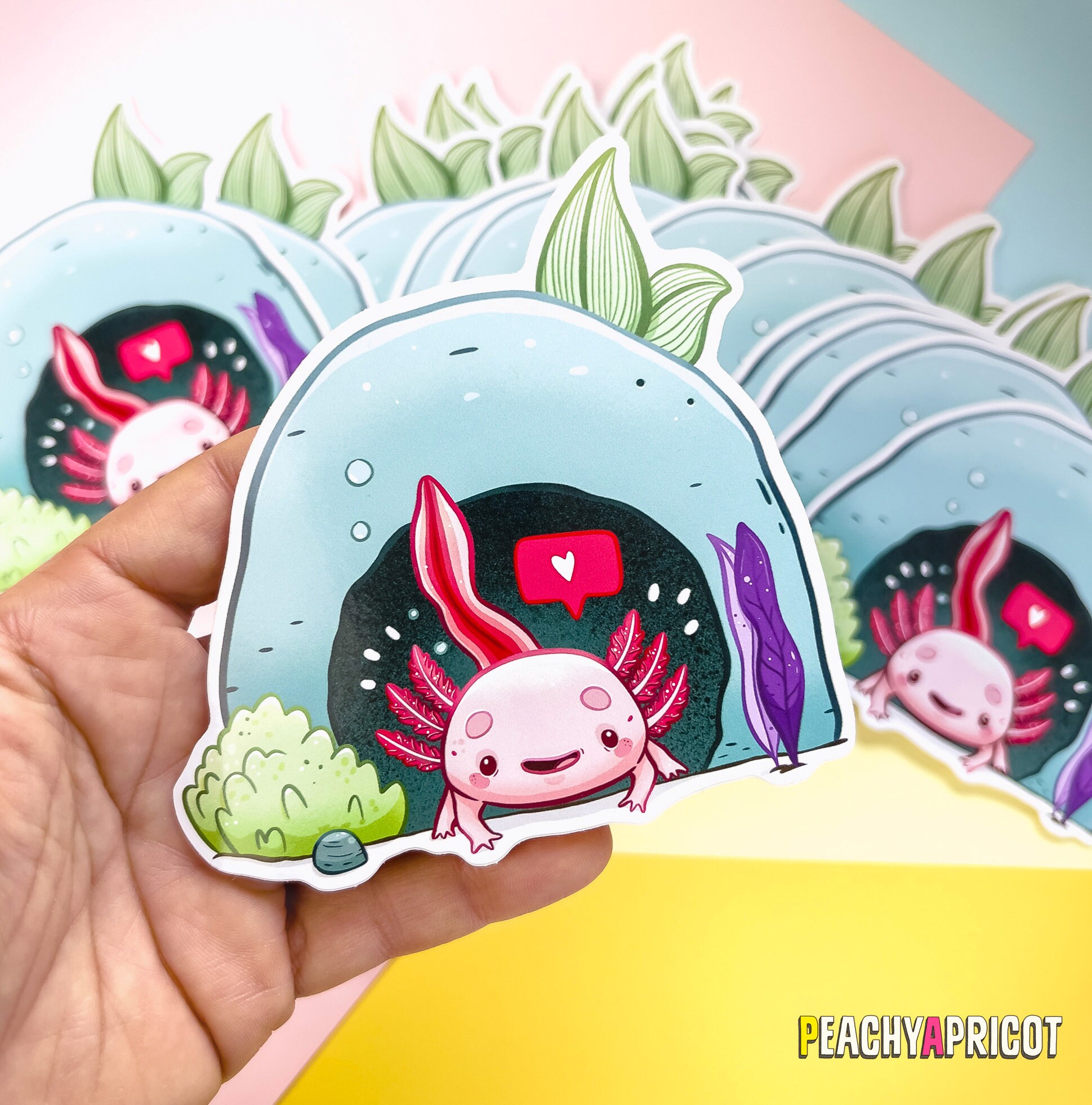 Axolotl Sticker Cute Axolotl Stickers Axolotl Gifts Kawaii - Etsy