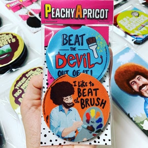 Bob Ross Car Coasters | Beat the Devil | Funny Car Accessories Coaster ...