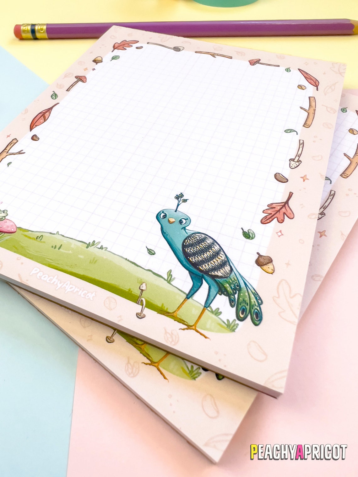 Fall Mushrooms and Leaves Notepad Memo Pads Cute - Etsy