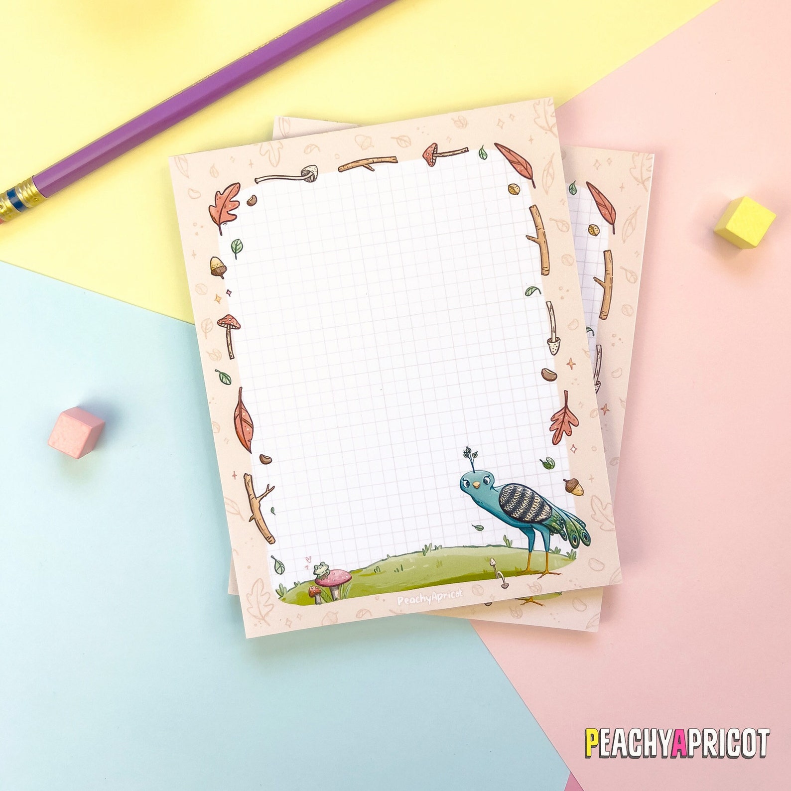 Fall Mushrooms and Leaves Notepad Memo Pads Cute - Etsy