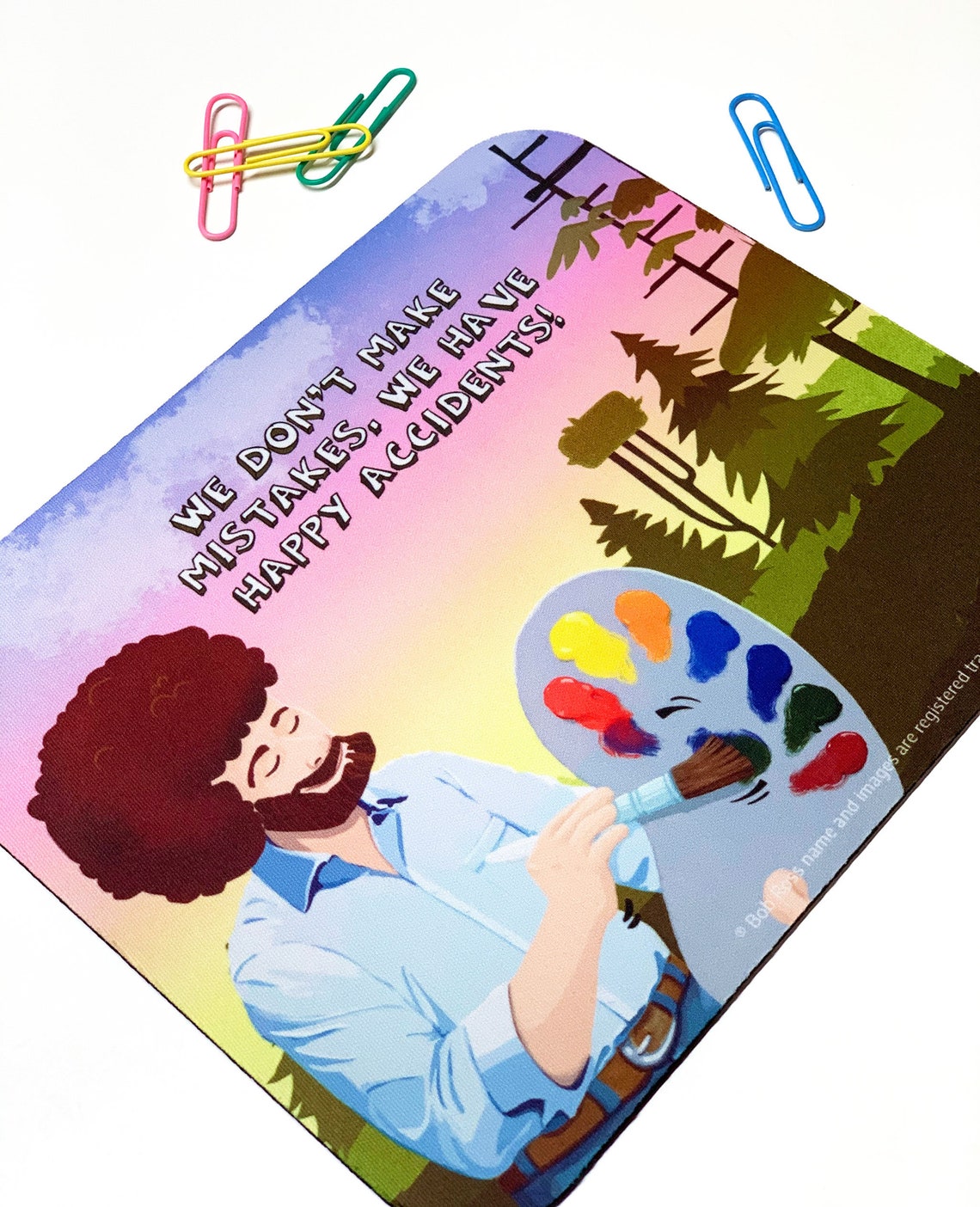 Bob Ross Mouse Pad Happy Accidents Bob Ross Quotes Gifts | Etsy