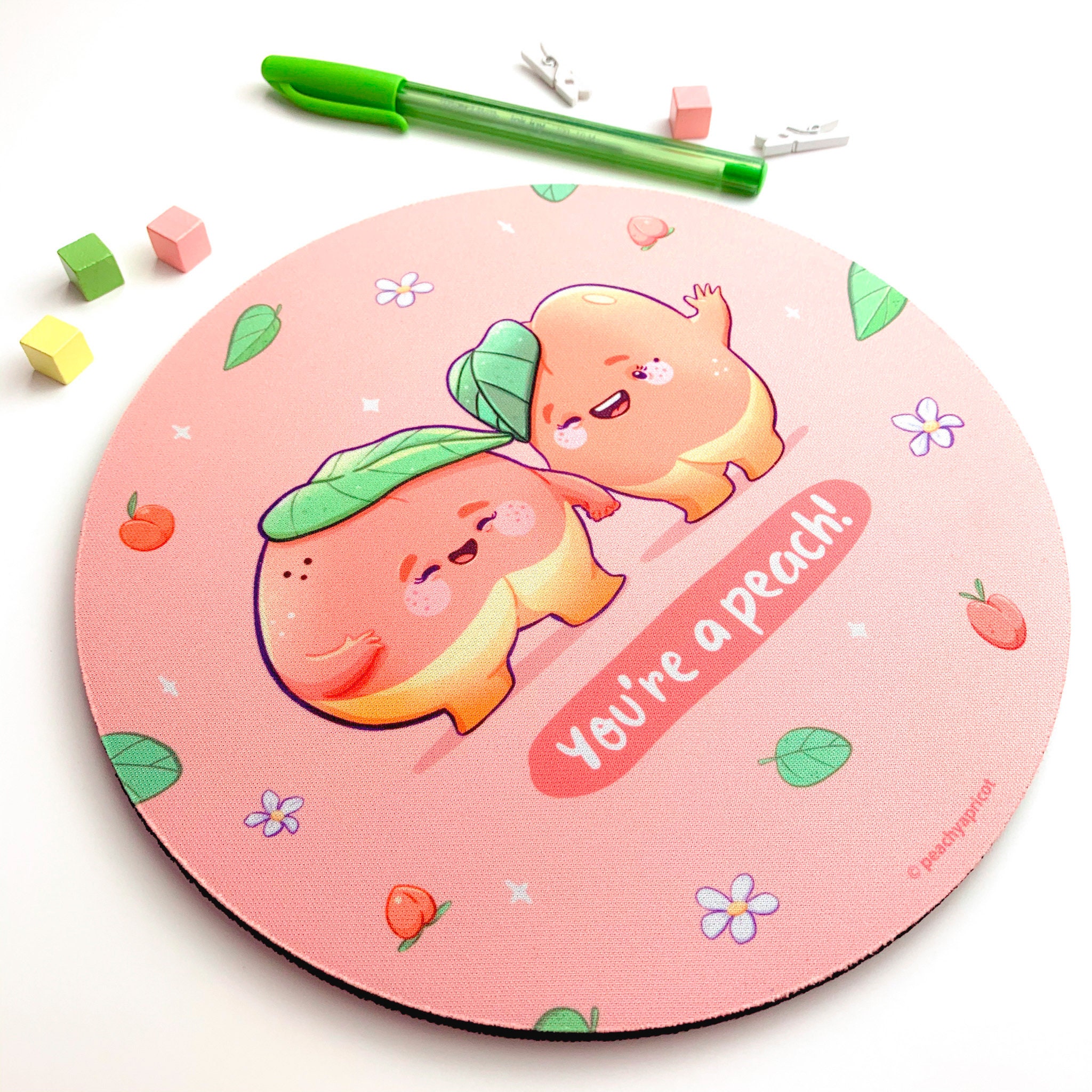 Cute Peach Kawaii Mouse Pad Apricot Mousepad Kawaii | Etsy