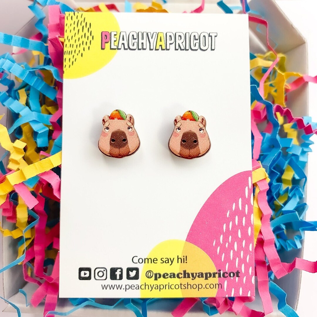 Capybara Earrings | Capybara Hypoallergenic Titanium Earring Studs ...