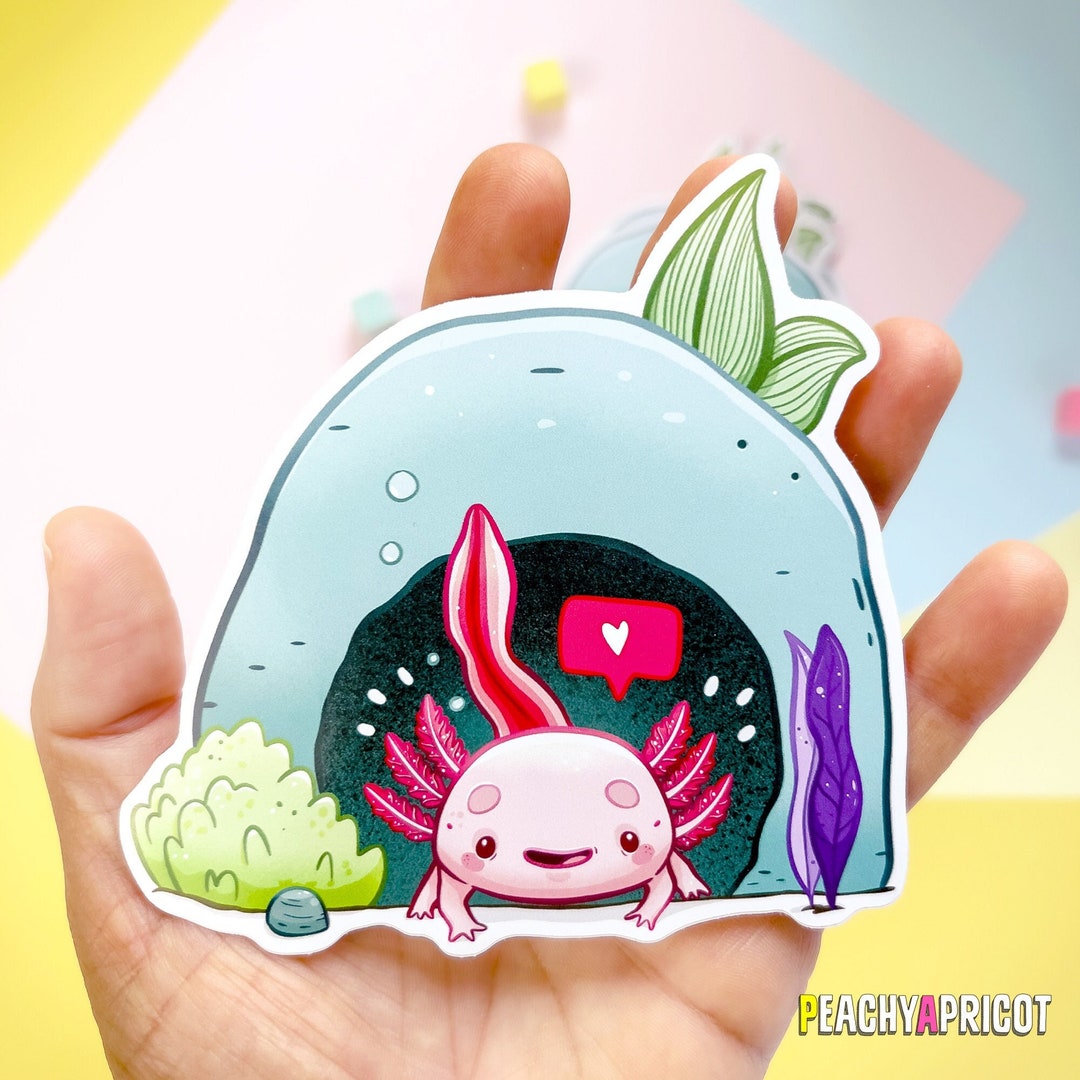 Axolotl Sticker, Cute Axolotl Stickers, Axolotl Gifts, Kawaii Aesthetic ...