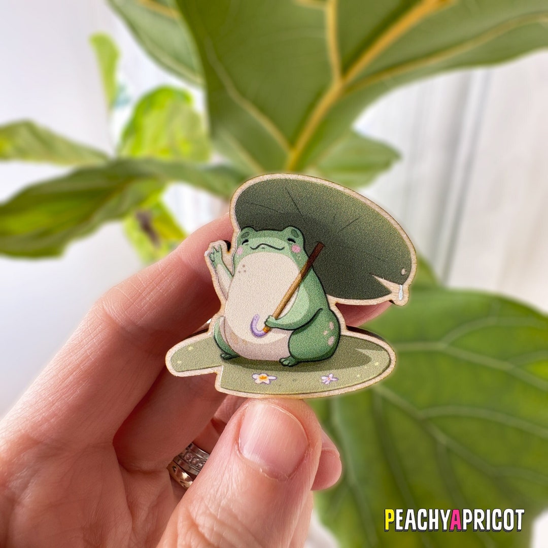 Cute Frog Pin With Umbrella in Nature Froggy Lapel Pin - Etsy