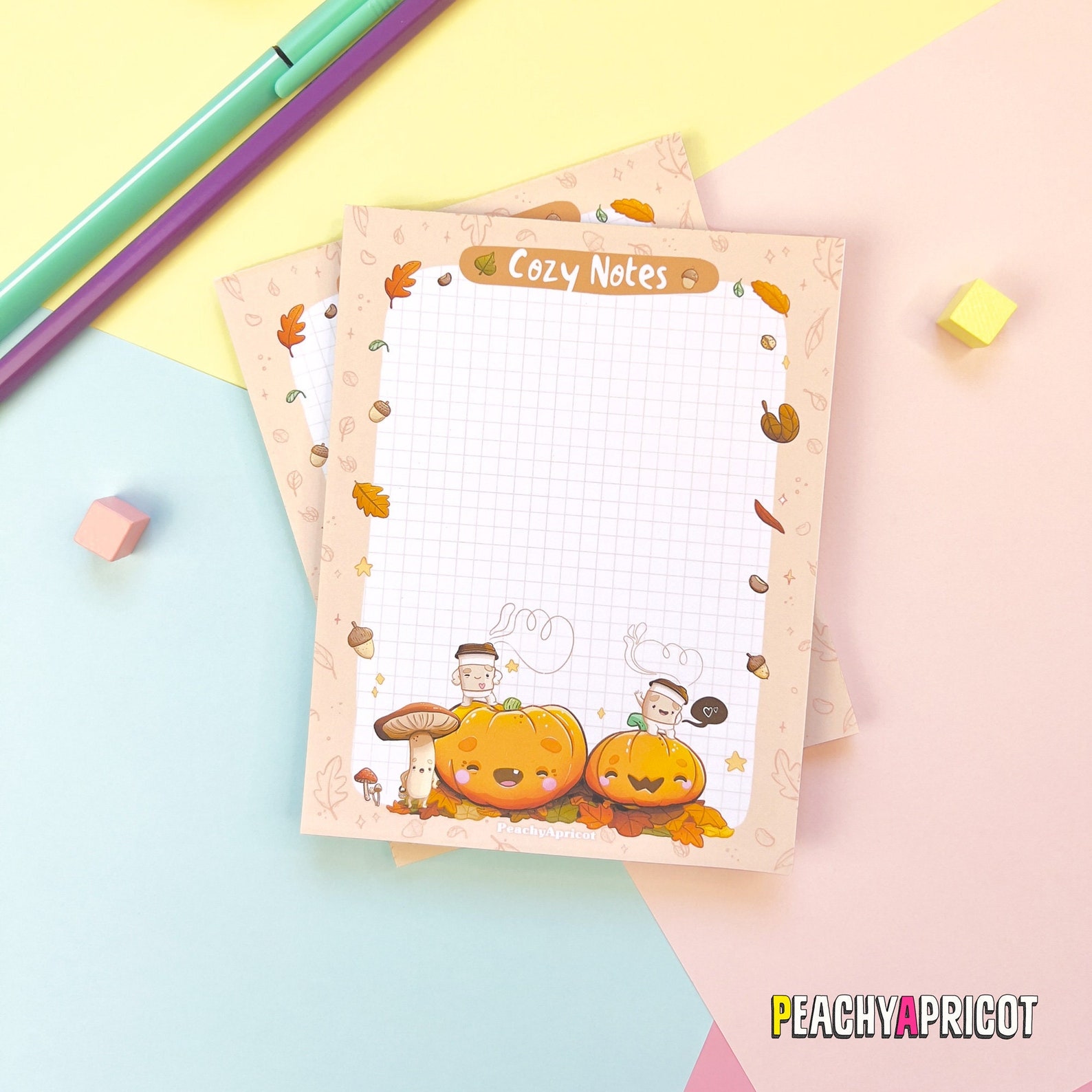 Pumpkin and Mushroom Notepad Memo Pads Cute Stationery - Etsy