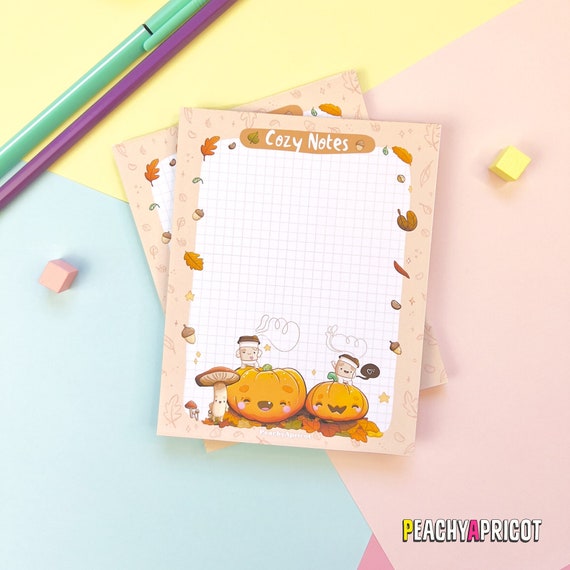 Pumpkin and Mushroom Notepad Memo Pads Cute Stationery - Etsy