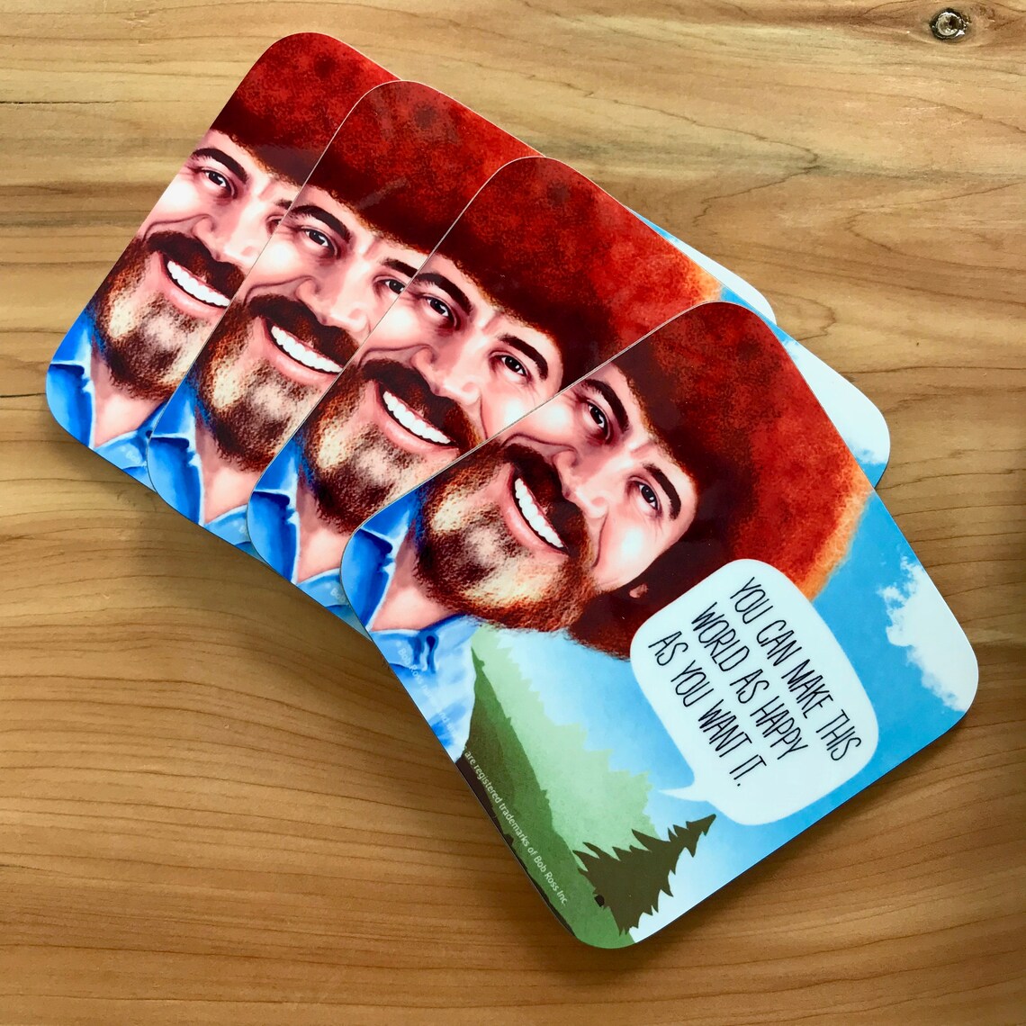 Bob Ross Coasters Bob Ross Gifts Motivational Gifts Bob - Etsy