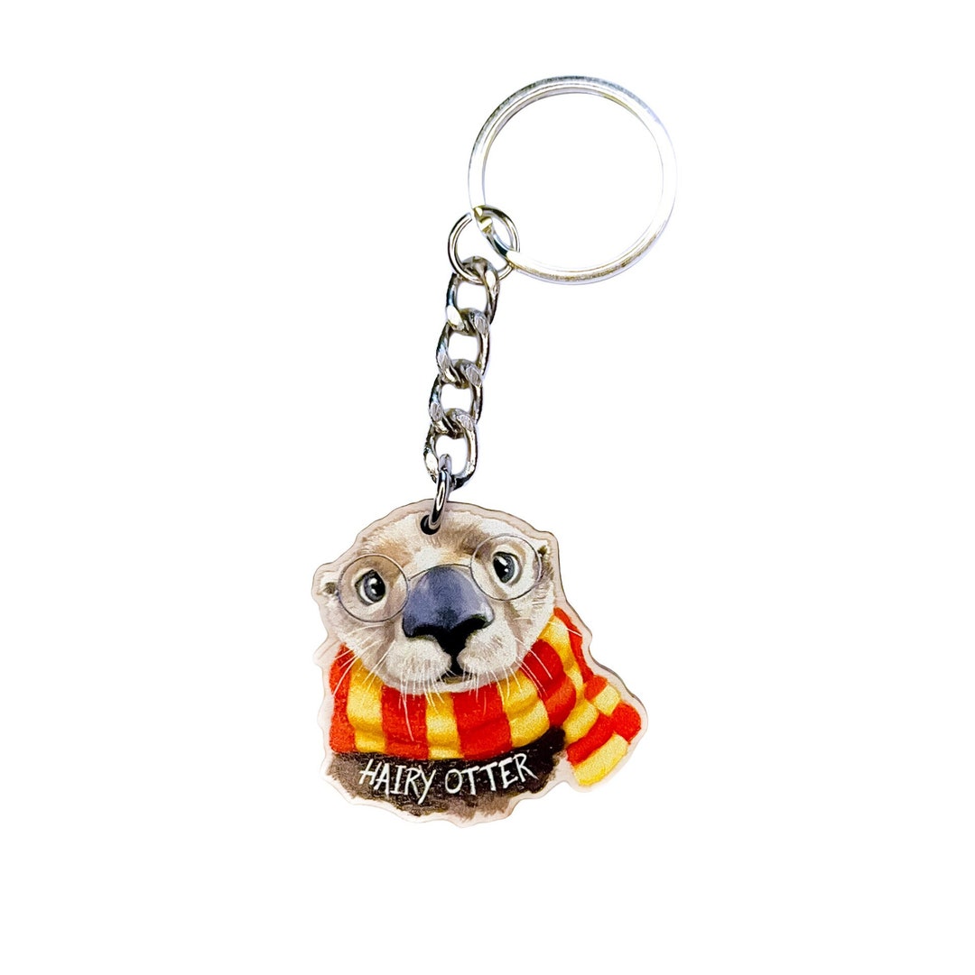 Otter Keychain Hairy Otter Otter Gifts Cute Otter Keyring Charm Sea ...