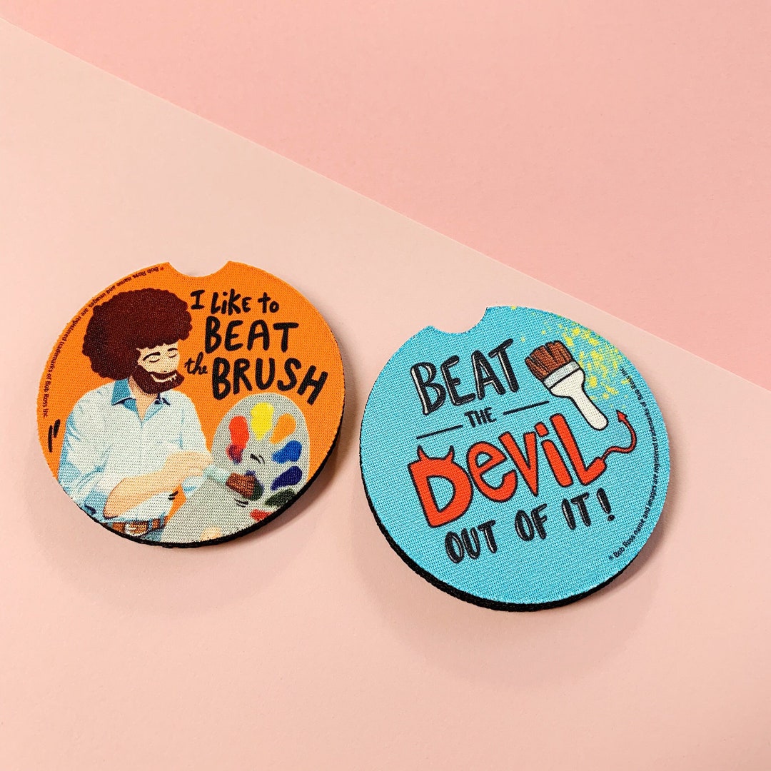 Bob Ross Car Coasters | Beat the Devil | Funny Car Accessories Coaster ...