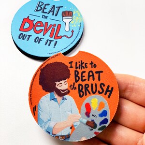 Bob Ross Car Coasters | Beat the Devil | Funny Car Accessories Coaster ...
