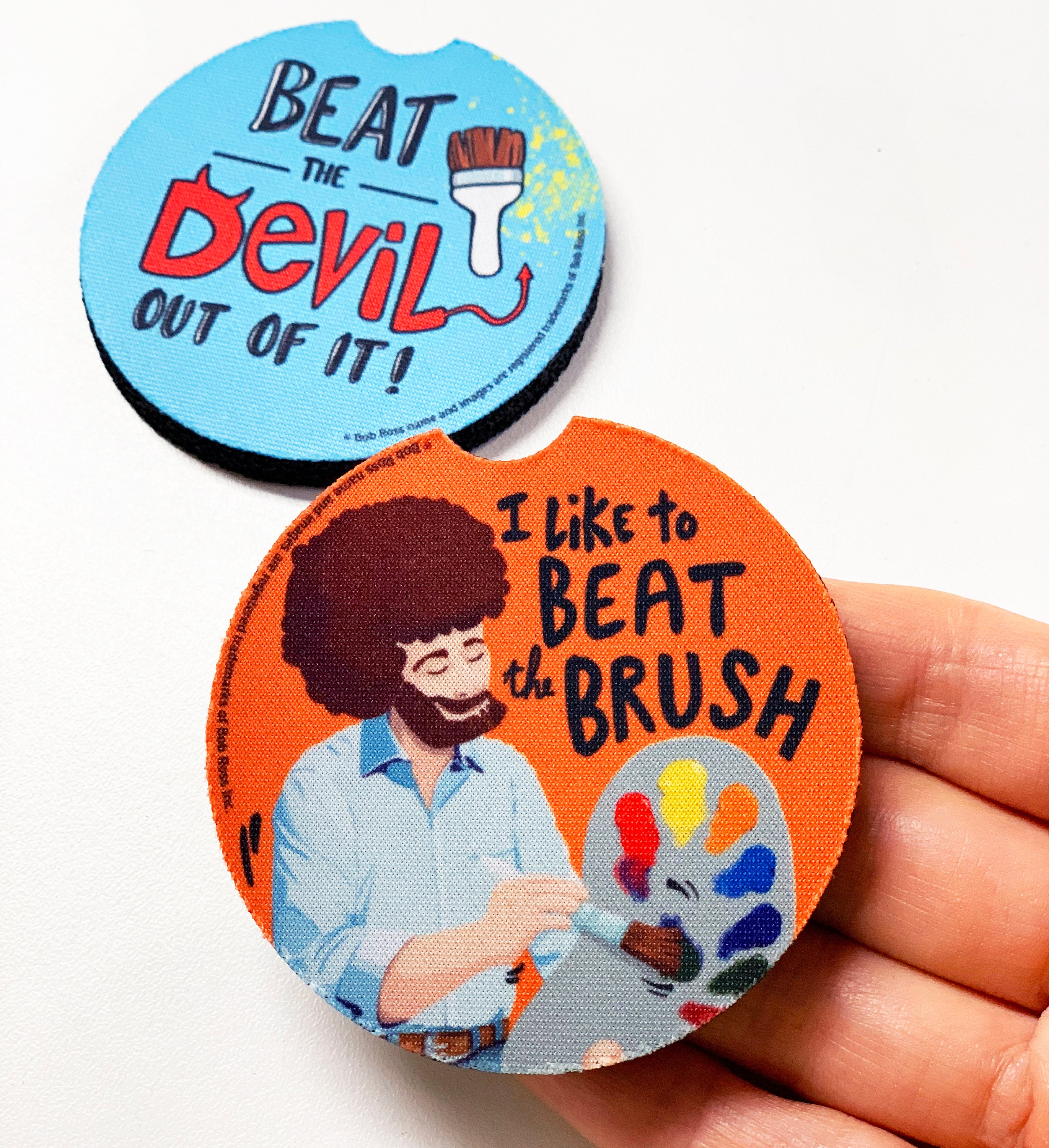 Bob Ross Car Coasters Beat the Devil Funny Car Accessories - Etsy Canada