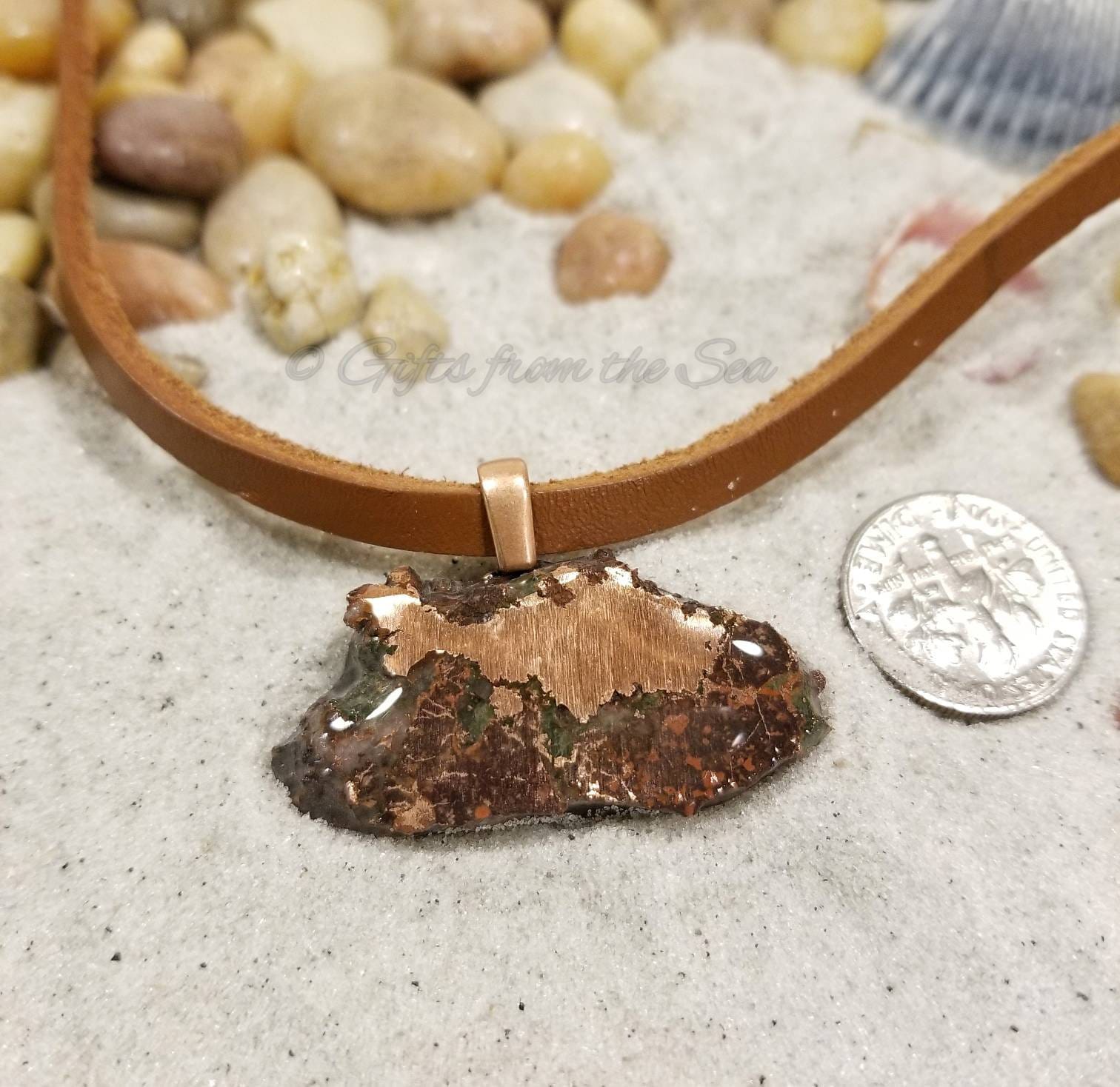 Copper Ore and Leather Necklace - Etsy Sweden