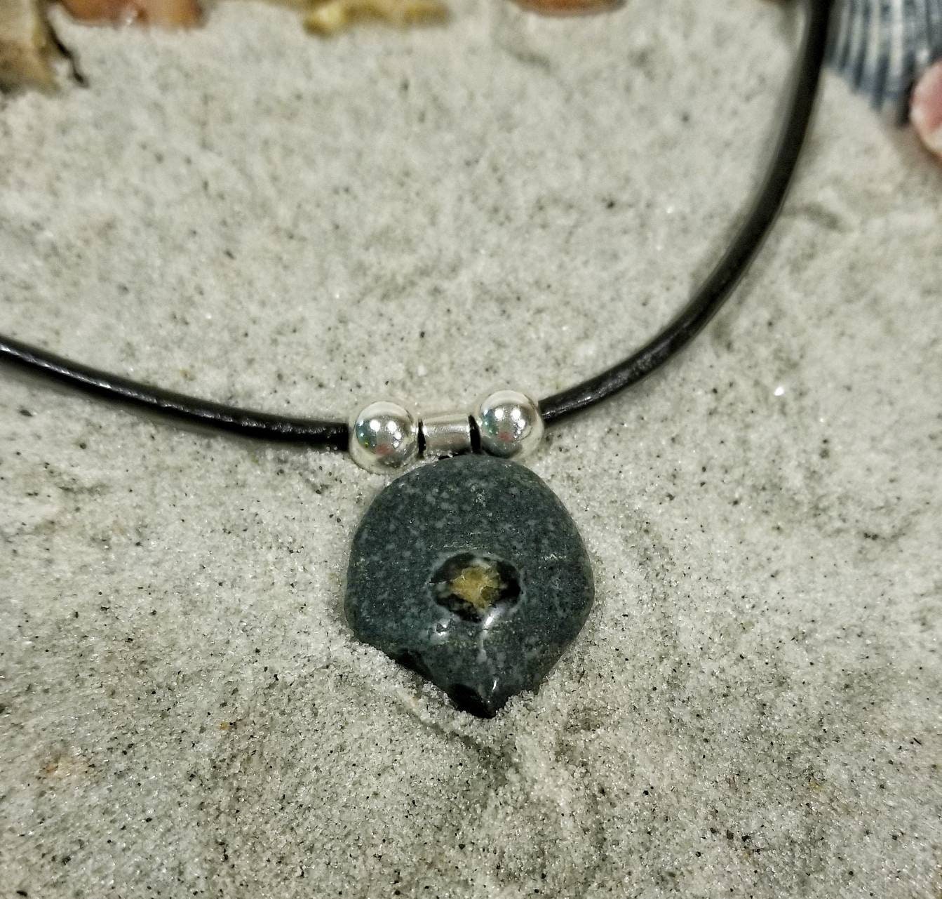 Gray Basalt Stone With Inclusion Necklace - Etsy