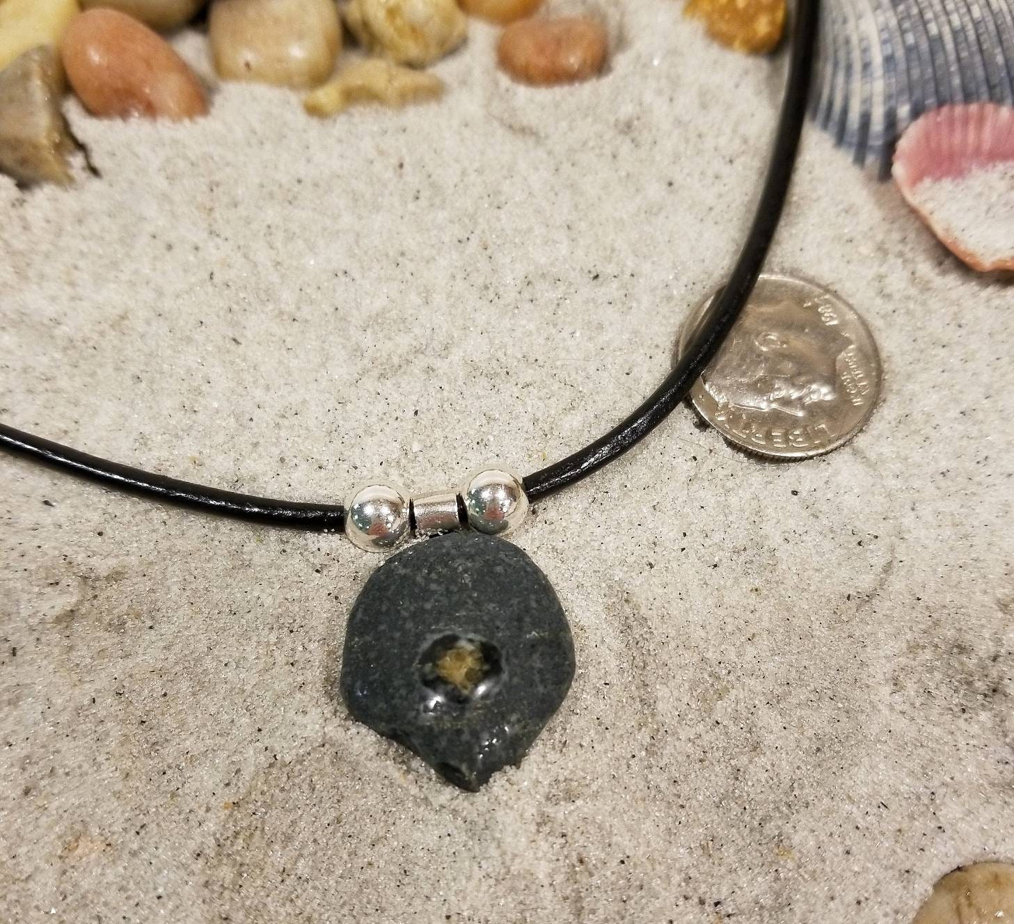 Gray Basalt Stone With Inclusion Necklace - Etsy
