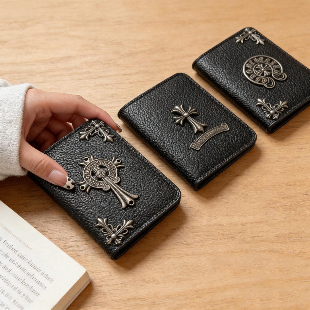 Gothic Cross Vegan Leather Card Holder | Slim Wallet - Etsy