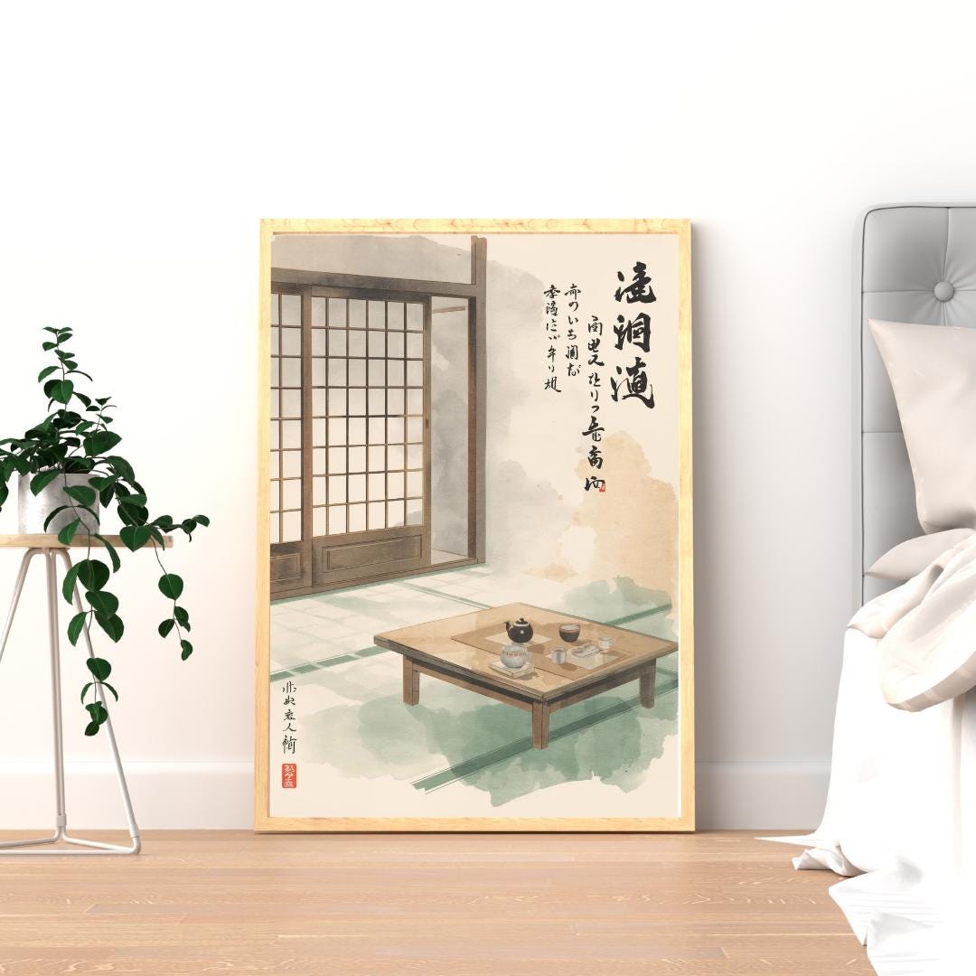 Japanese Tea Room Poster Matte Vertical Poster | Washi Art, Shoji Door ...
