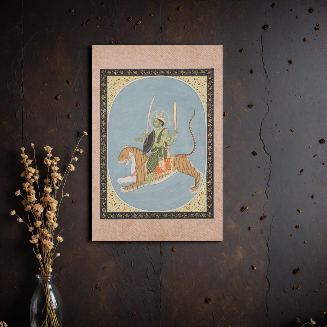 Lord Vishnu Riding Tiger Art Print: Cultural Giclée Poster - Etsy
