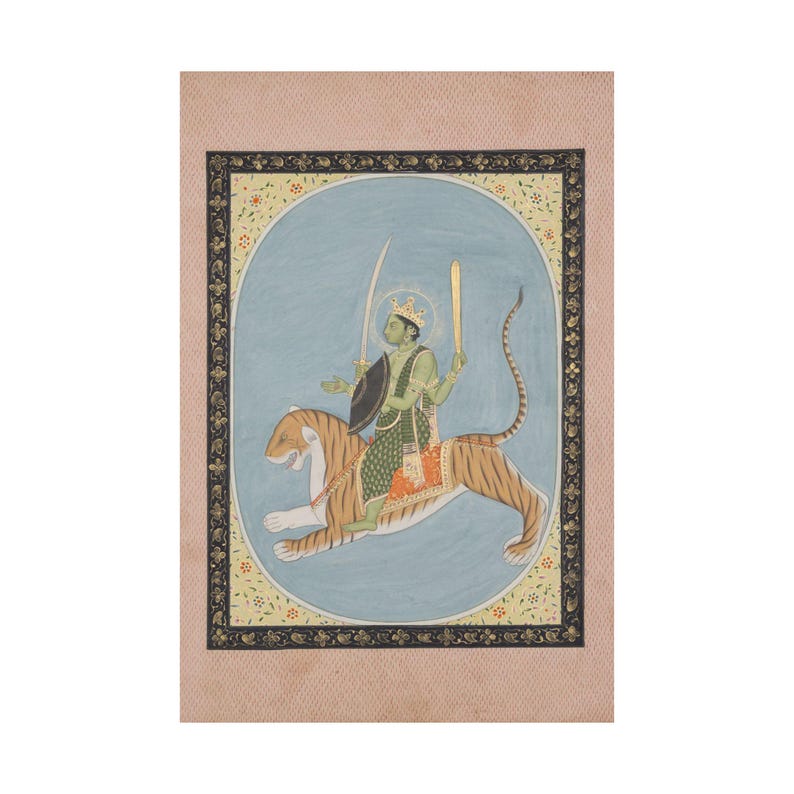 Lord Vishnu Riding Tiger Art Print: Cultural Giclée Poster - Etsy