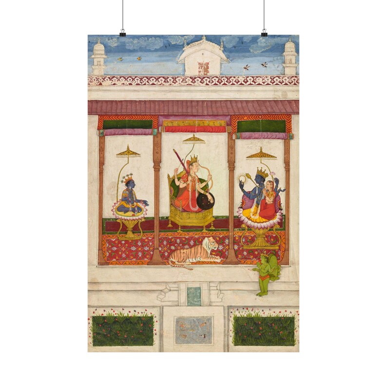 Hindu Goddess Durga, Vishnu, Krishna Art Print: Devotional Home Decor ...