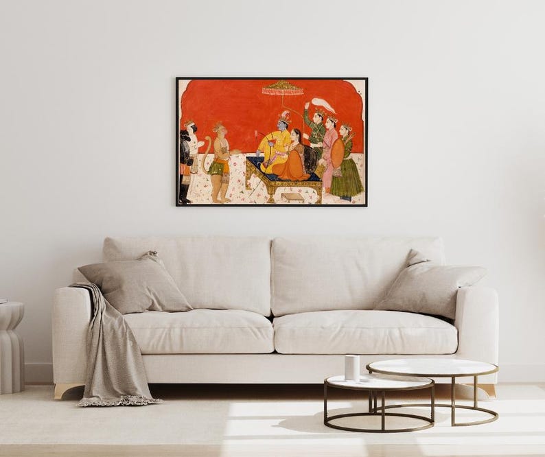 Hindu Lord Rama's Court Matte Horizontal Poster | Indian Royalty Art ...
